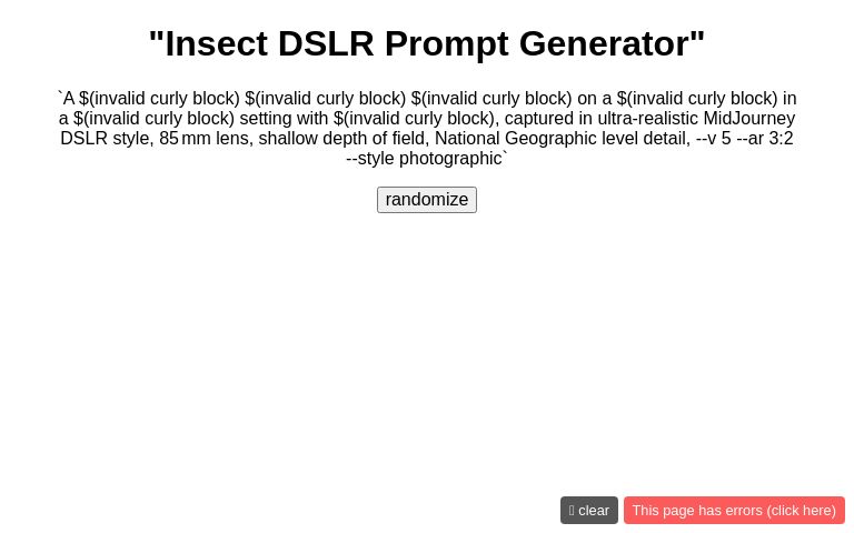 "Insect DSLR Prompt Generator"