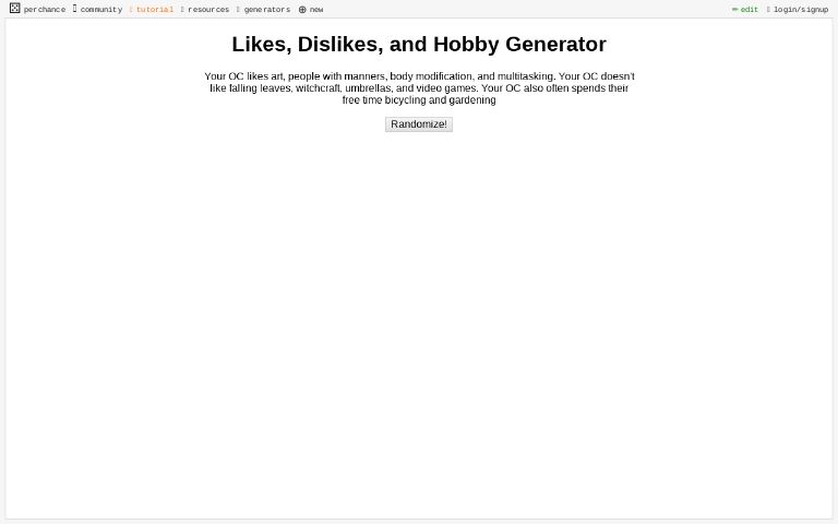 Likes, Dislikes, and Hobby Generator