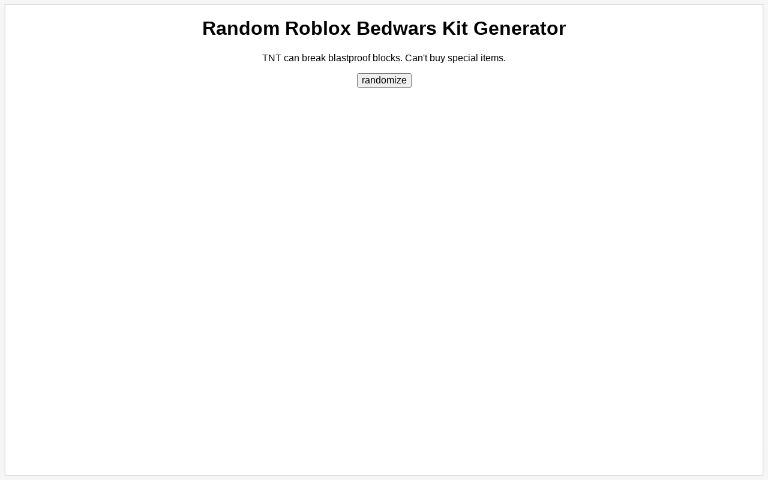 Random Roblox Bedwars Kit Generator