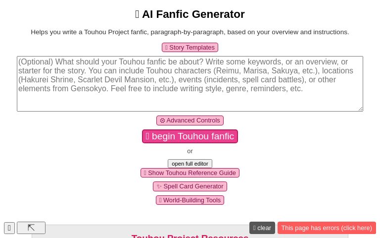 📖 AI Fanfic Generator (free, unlimited, no sign-up)