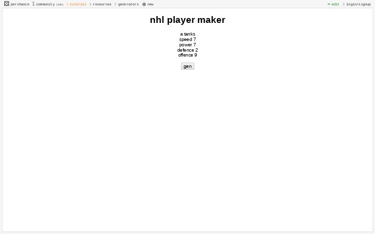 nhl player maker ― Perchance Generator