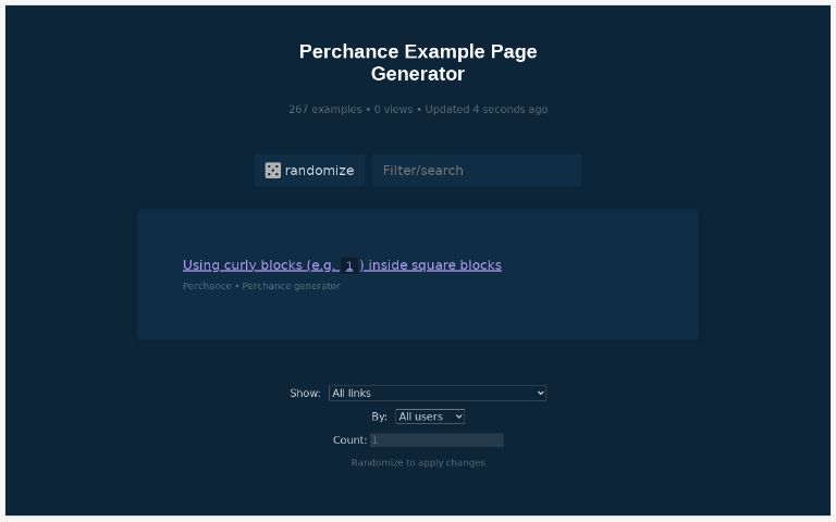 Perchance Example Page Generator