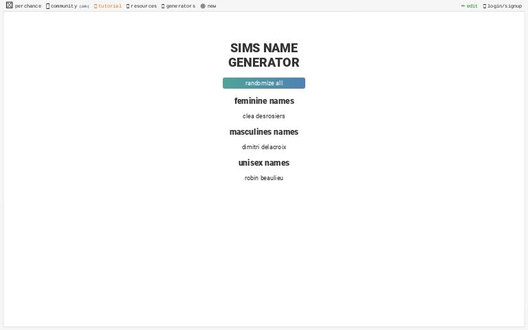 SIMS NAMEGENERATOR