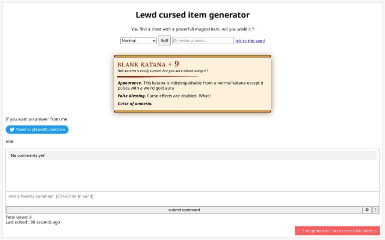 Lewd cursed item generator