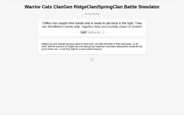 Warrior Cats ClanGen RidgeClan/SpringClan Battle Simulator ― Perchance ...