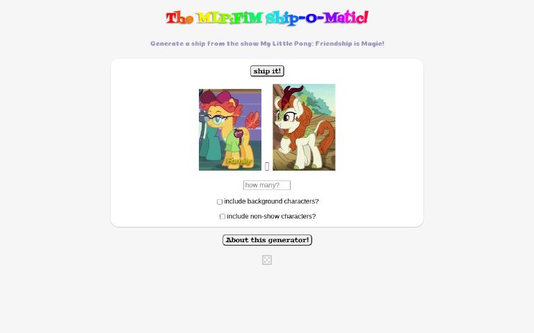 The MLP:FiM Ship-O-Matic! ― Perchance Generator