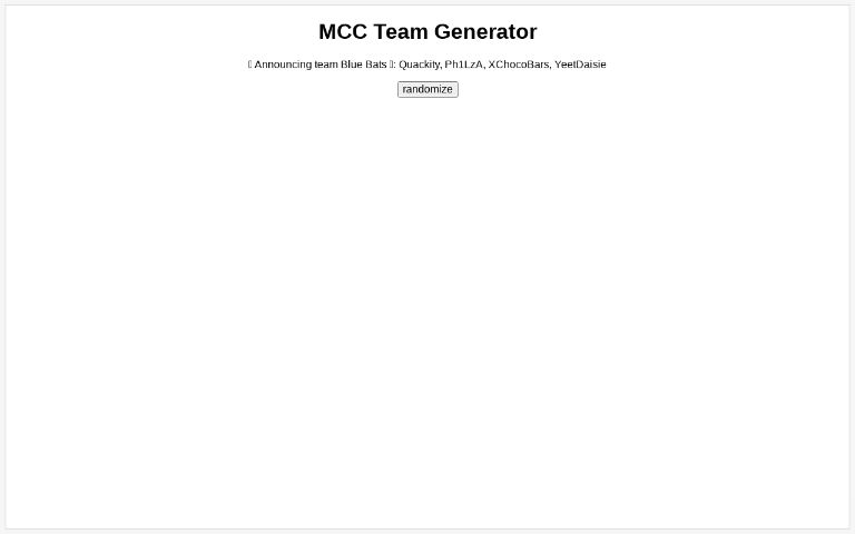 MCC Team Generator