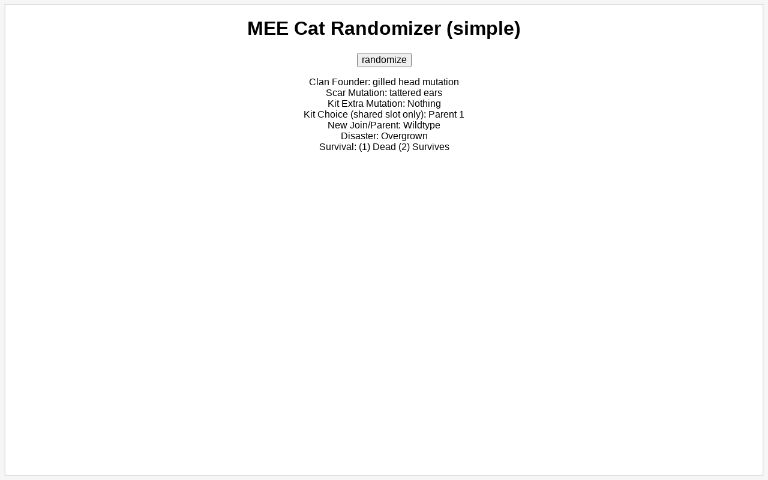 MEE Cat Randomizer (simple) ― Perchance Generator