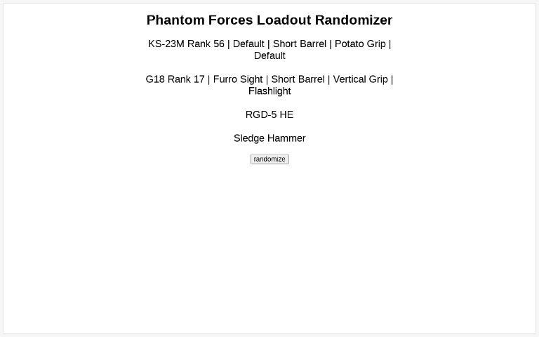 Phantom Forces Loadout Randomizer ― Perchance Generator