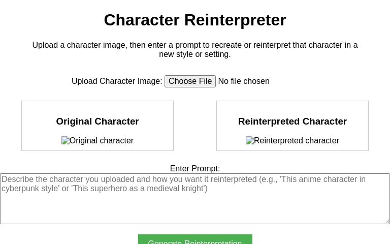 Character Reinterpreter ― Perchance Generator