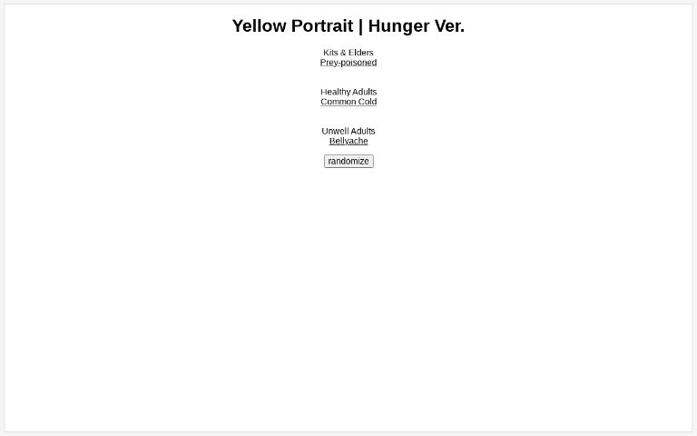 Yellow Portrait | Hunger Ver. ― Perchance Generator
