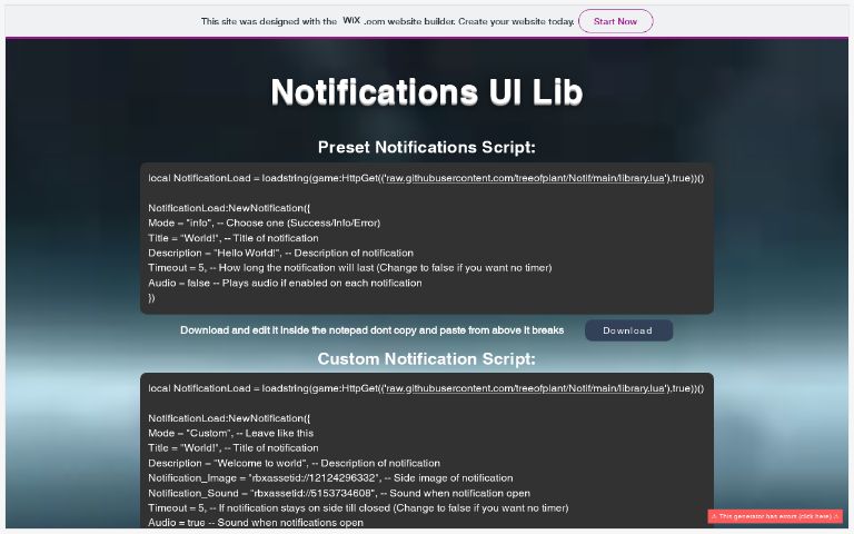 Notifications UI Lib ― Perchance Generator