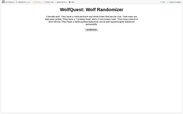 WolfQuest: Wolf Randomizer ― Perchance Generator