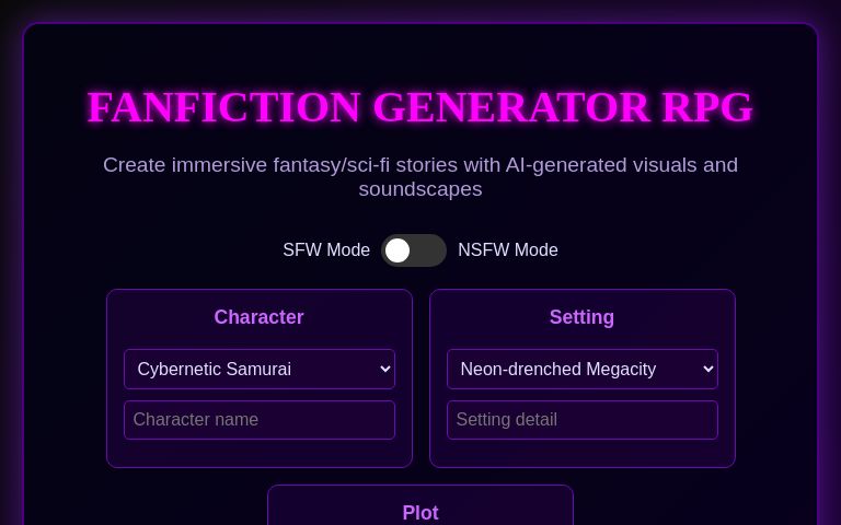 FANFICTION GENERATOR RPG