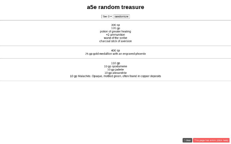 a5e random treasure ― Perchance Generator