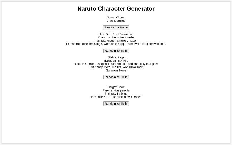Naruto Character Generator