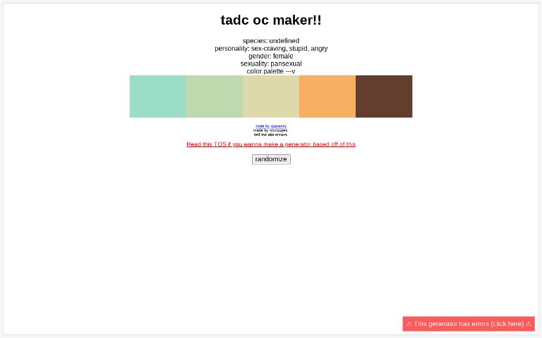 tadc oc maker!! ― Perchance Generator