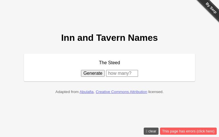 Inn and Tavern Names ― Perchance Generator