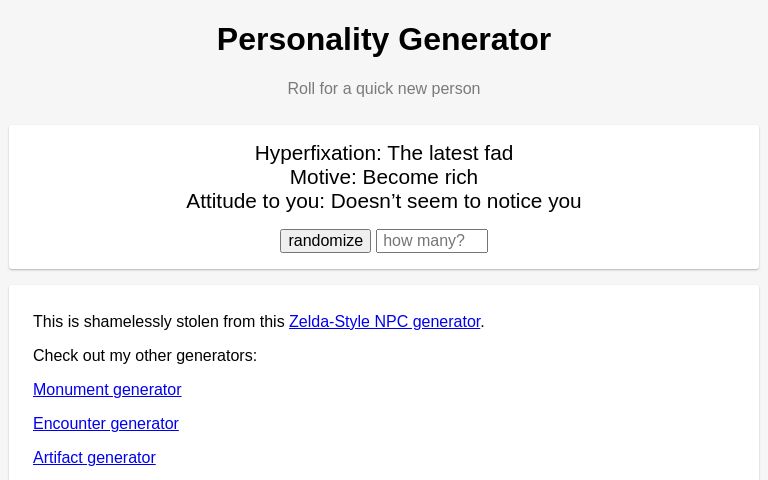 Personality Generator