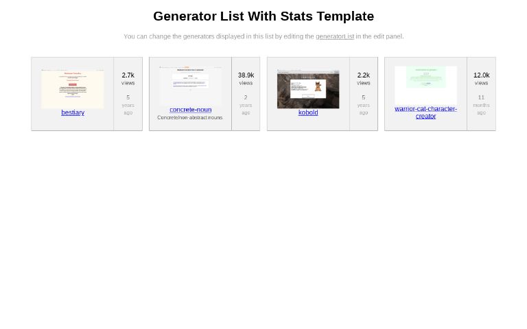 Generator List With Stats Template