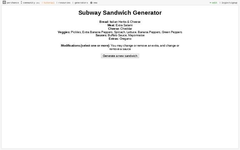 Subway Sandwich Generator