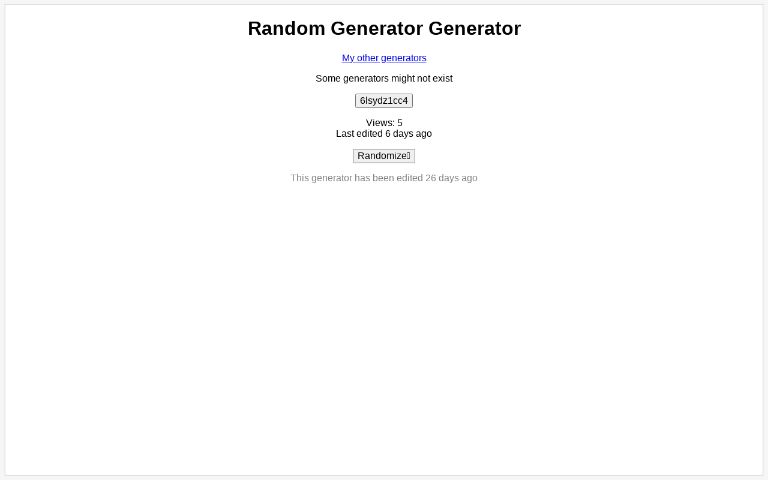 Random Generator Generator