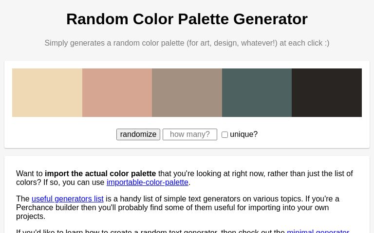 Random Color Palette Generator