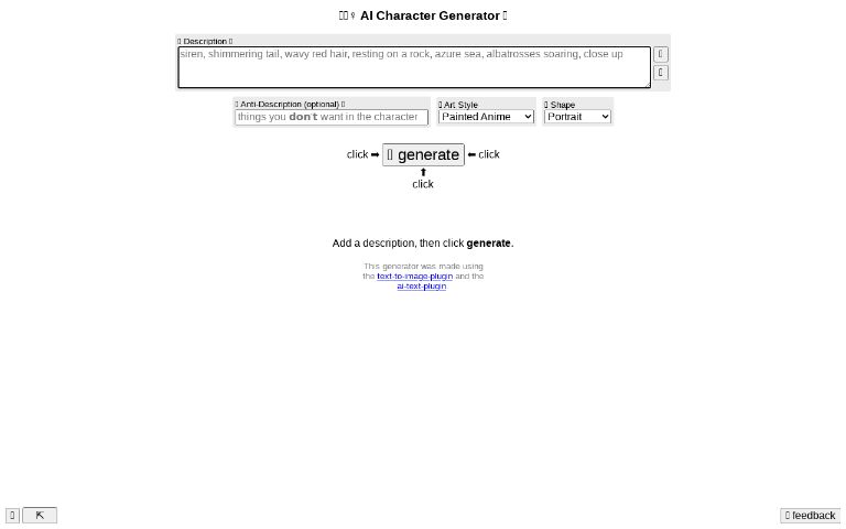 AI Character Generator (free, no sign-up, unlimited)