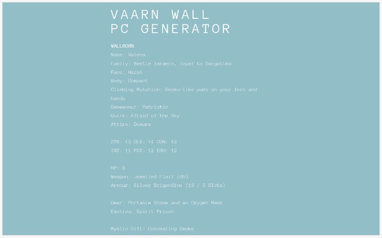 Vaarn Wall PC Generator