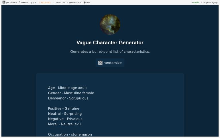 Vague Character Generator