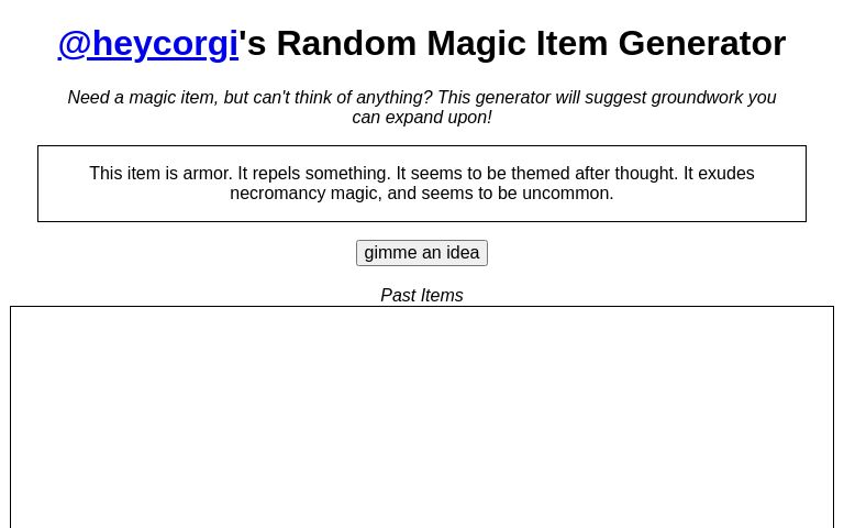 @heycorgi's Random Magic Item Generator