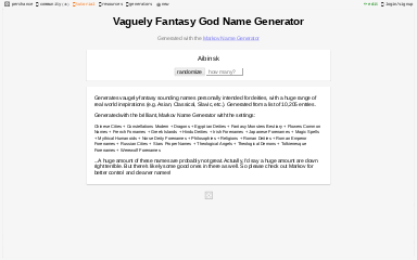 Vaguely Fantasy God Name Generator