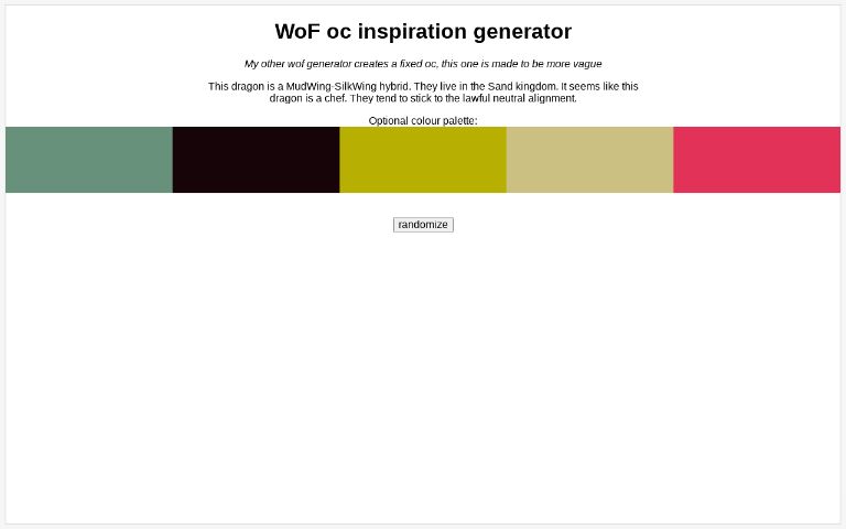WoF oc inspiration generator