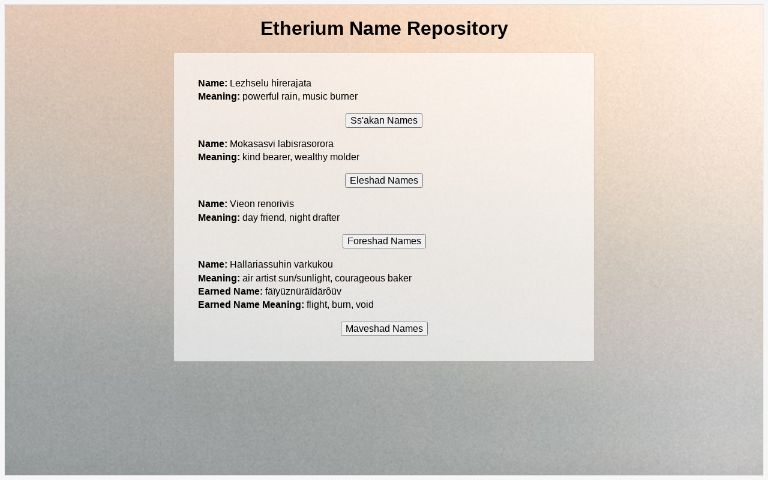 Etherium Name Generator
