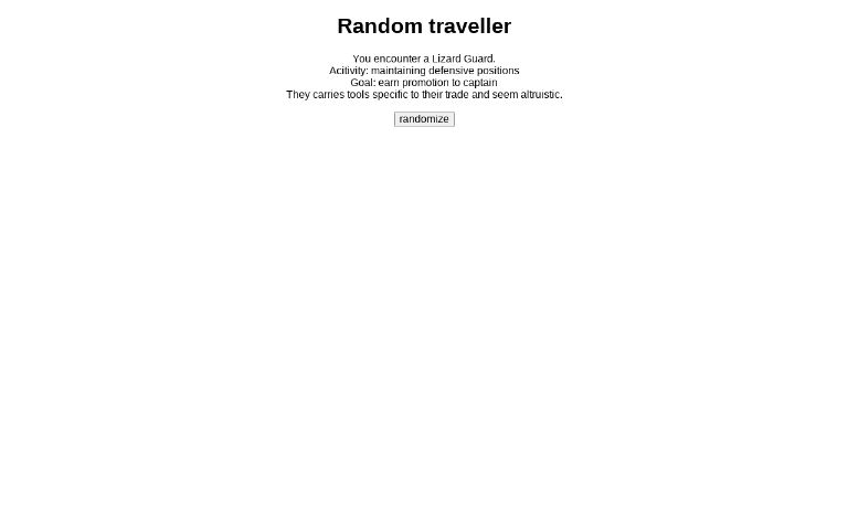 Random traveller ― Perchance Generator