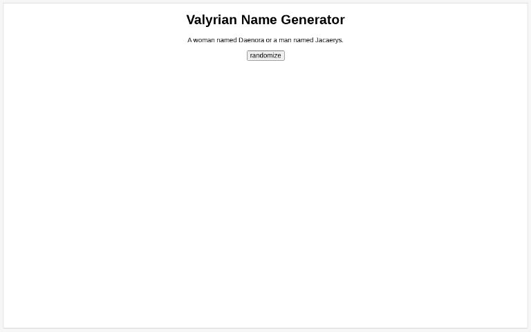 Valyrian Name Generator