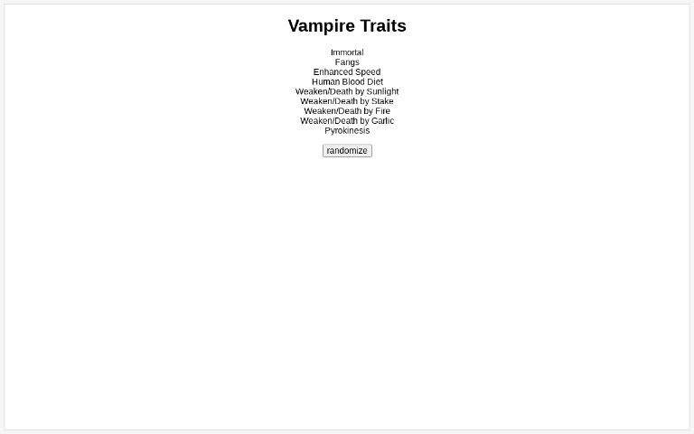 Vampire Traits ― Perchance Generator