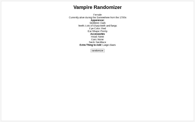 Vampire Randomizer ― Perchance Generator