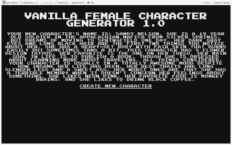 Vanilla Female Character Generator 1.0