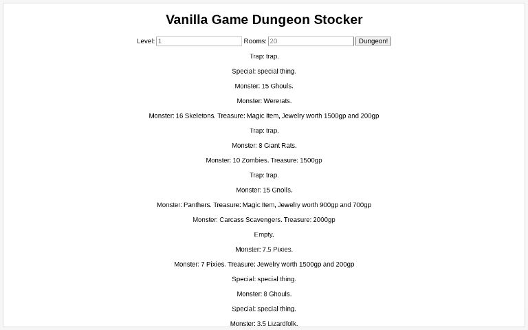Vanilla Game Dungeon Stocker ― Perchance Generator