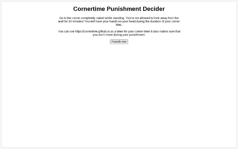 Cornertime Punishment Decider ― Perchance Generator