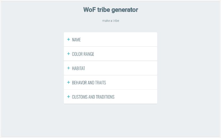 WoF tribe generator