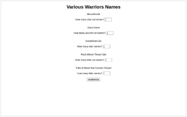 Various Warriors Names ― Perchance Generator