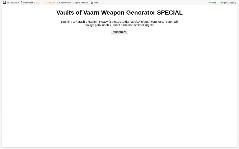 Vaults of Vaarn Weapon Genorator SPECIAL ― Perchance Generator