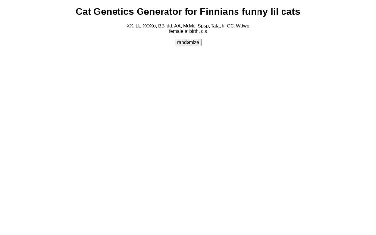 Cat Genetics Generator for Finnians funny lil cats