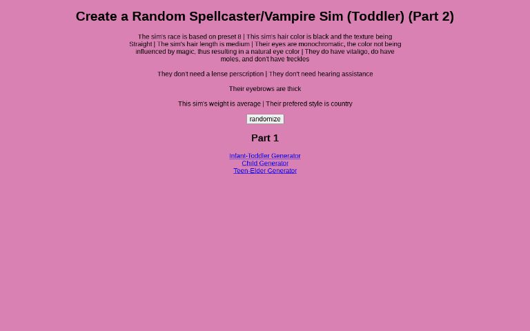 Create a Random Spellcaster Sim (Toddler) (Part 2) ― Perchance Generator