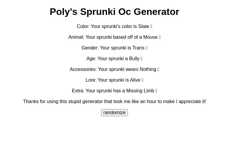 Poly's Sprunki Oc Generator
