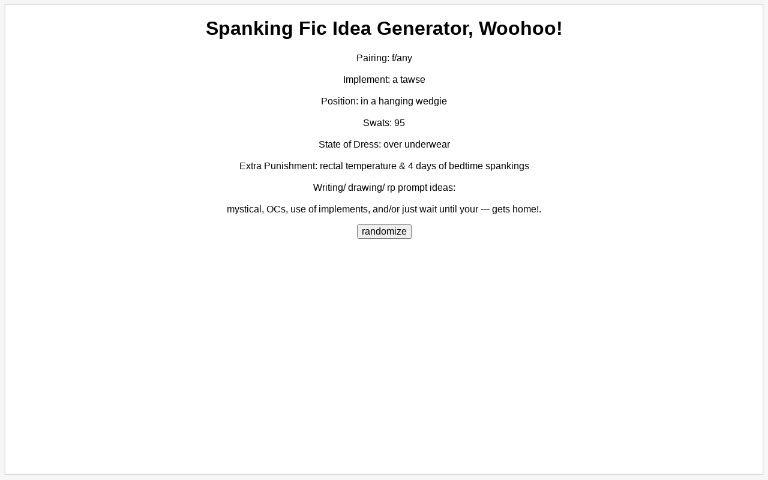 Spanking Fic Idea Generator, Woohoo!