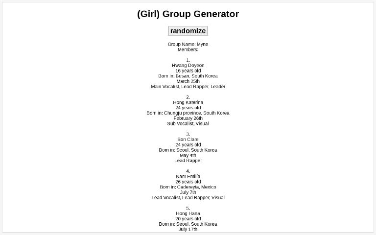 (Girl) Group Generator