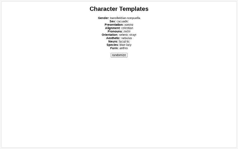 Character Templates ― Perchance Generator